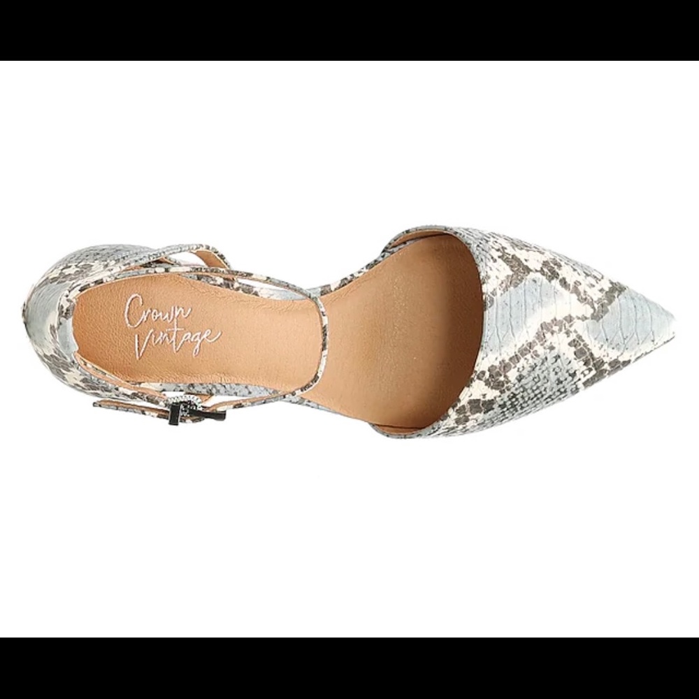 Light Blue/Taupe/Ivory Snake Print Pump - Gem